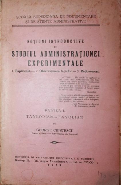 NOTIUNI INTRODUCTIVE IN STUDIUL ADMINISTRATIUNEI EXPERIMENTALE ...
